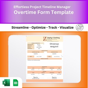 Editable Overtime Form Template Easy to Use Google Sheets Digital ...
