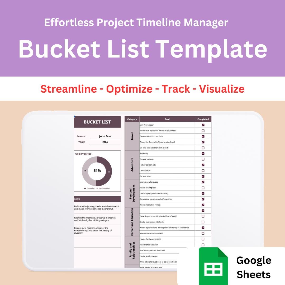 Editable Bucket List Template Easy Digital Download for Goal Setting - Etsy