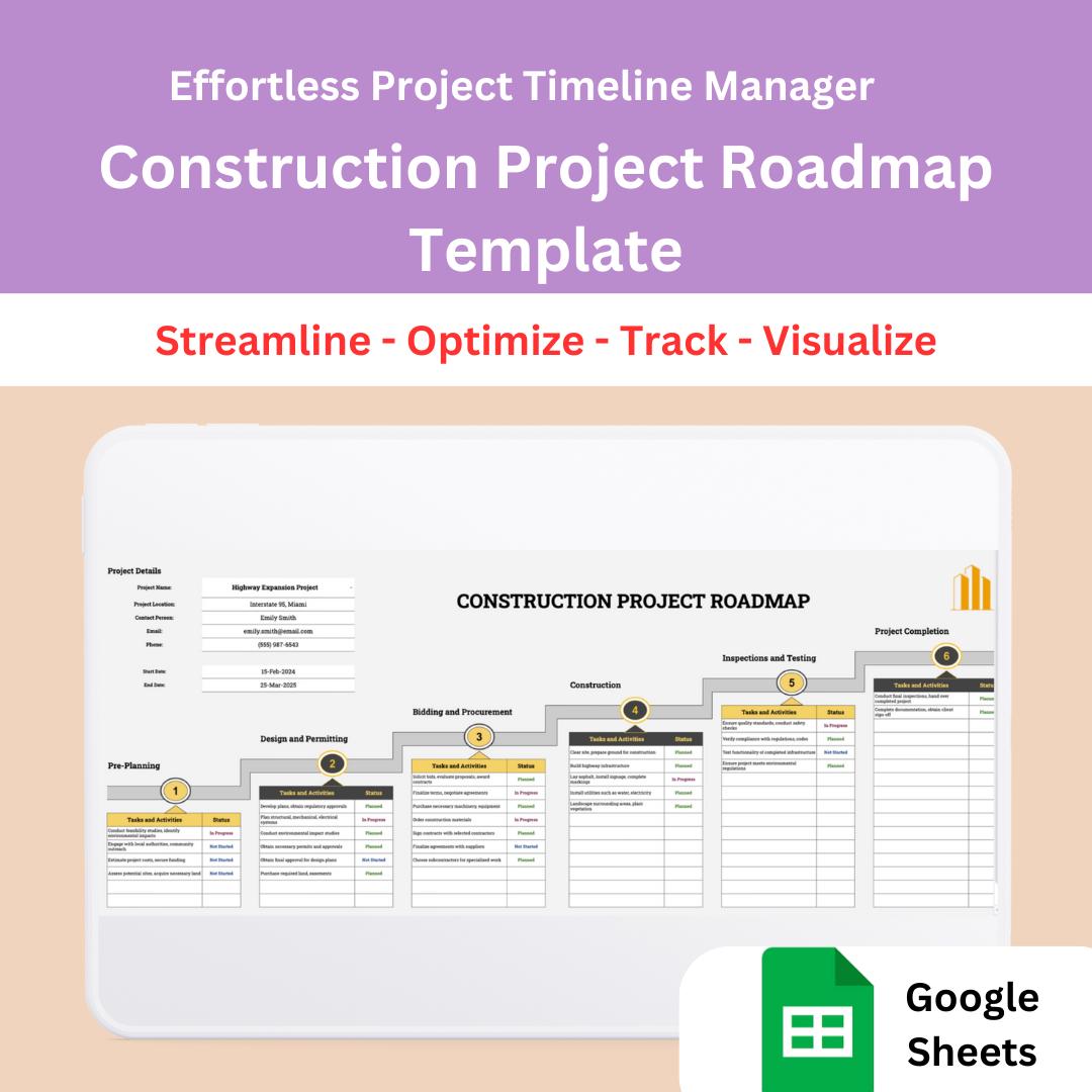 Editable Construction Project Roadmap Template | Easy Digital Download ...
