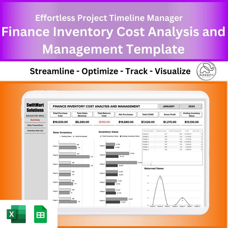 Editable Finance Inventory Cost Analysis Template Easy to Use Google ...