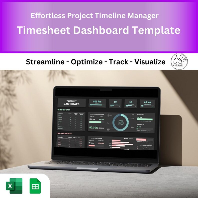 Editable Timesheet Dashboard Template Easy to Use Google Sheets Digital ...