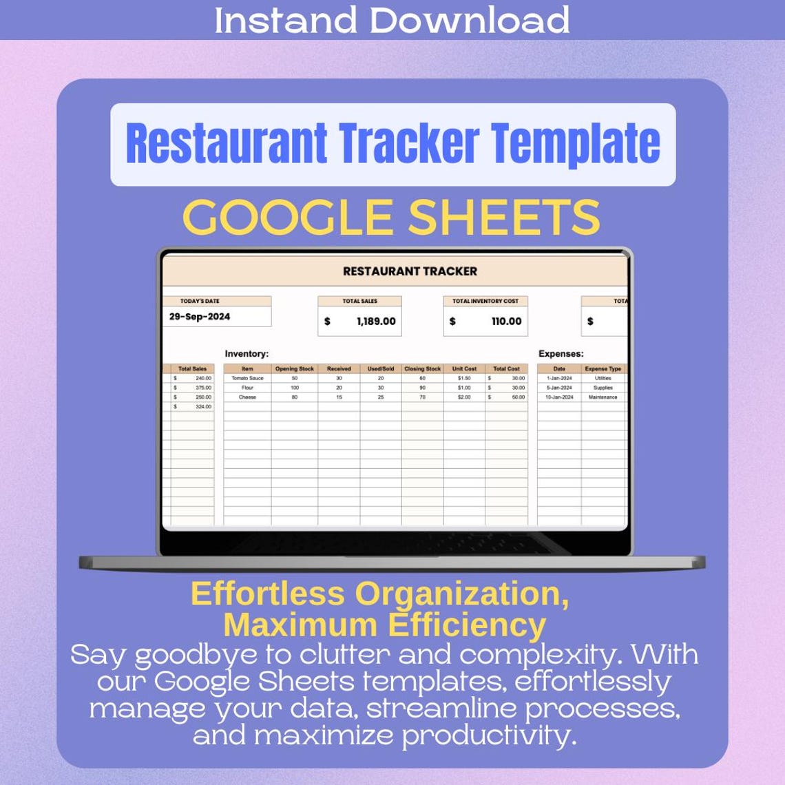 Restaurant Tracker Template, Editable Google Sheets, Digital Download ...