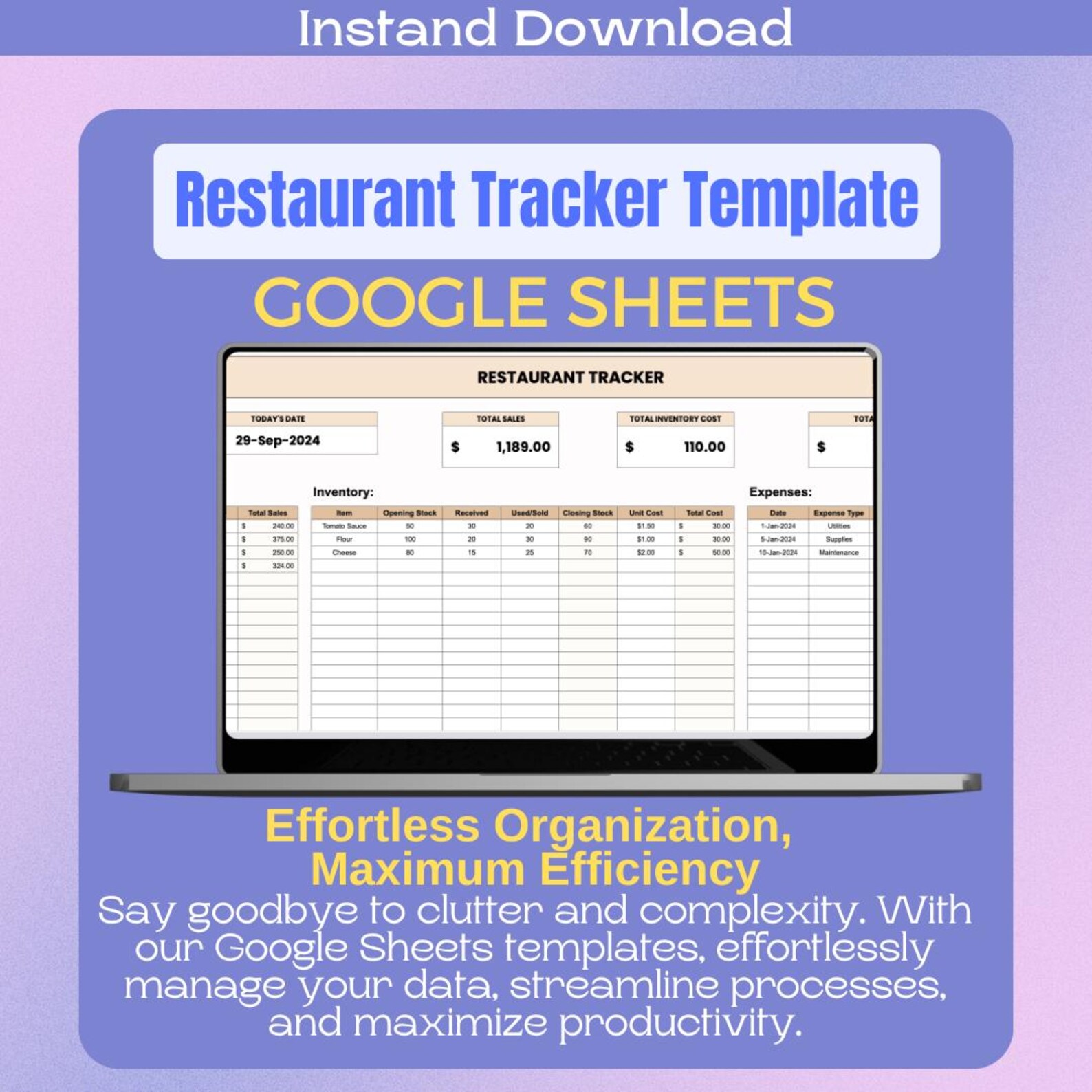 Restaurant Tracker Template, Editable Google Sheets, Digital Download ...