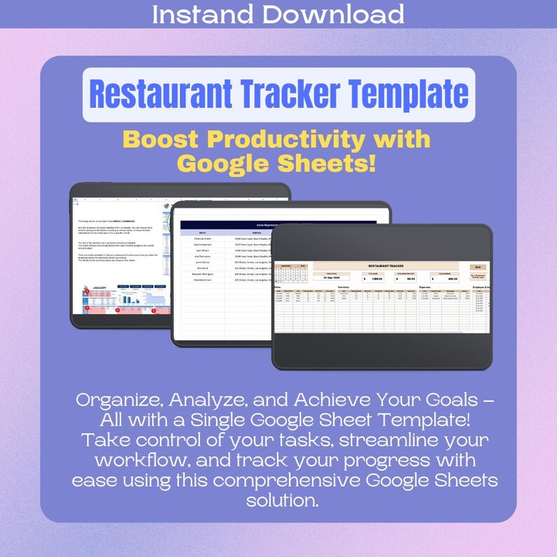 Restaurant Tracker Template, Editable Google Sheets, Digital Download ...