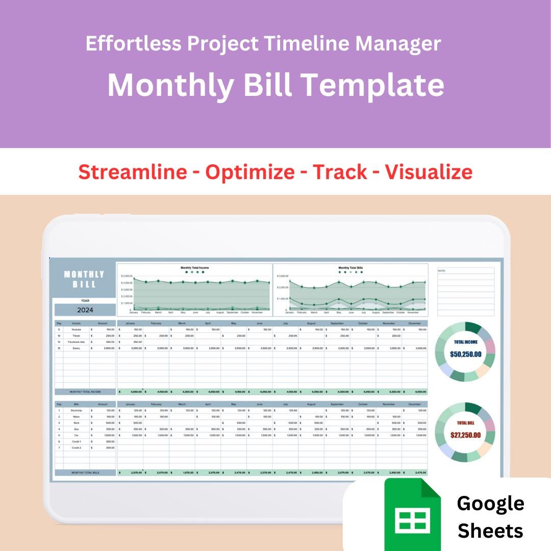 Monthly Bill Template Editable & Easy to Use Digital Download - Etsy