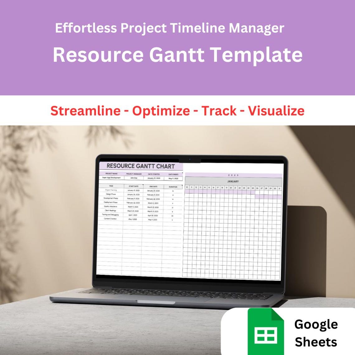Resource Gantt Template Easy Editable Download for Resource Management ...