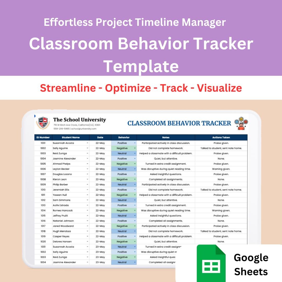 Editable Classroom Behavior Tracker Template Easy Digital Download for ...