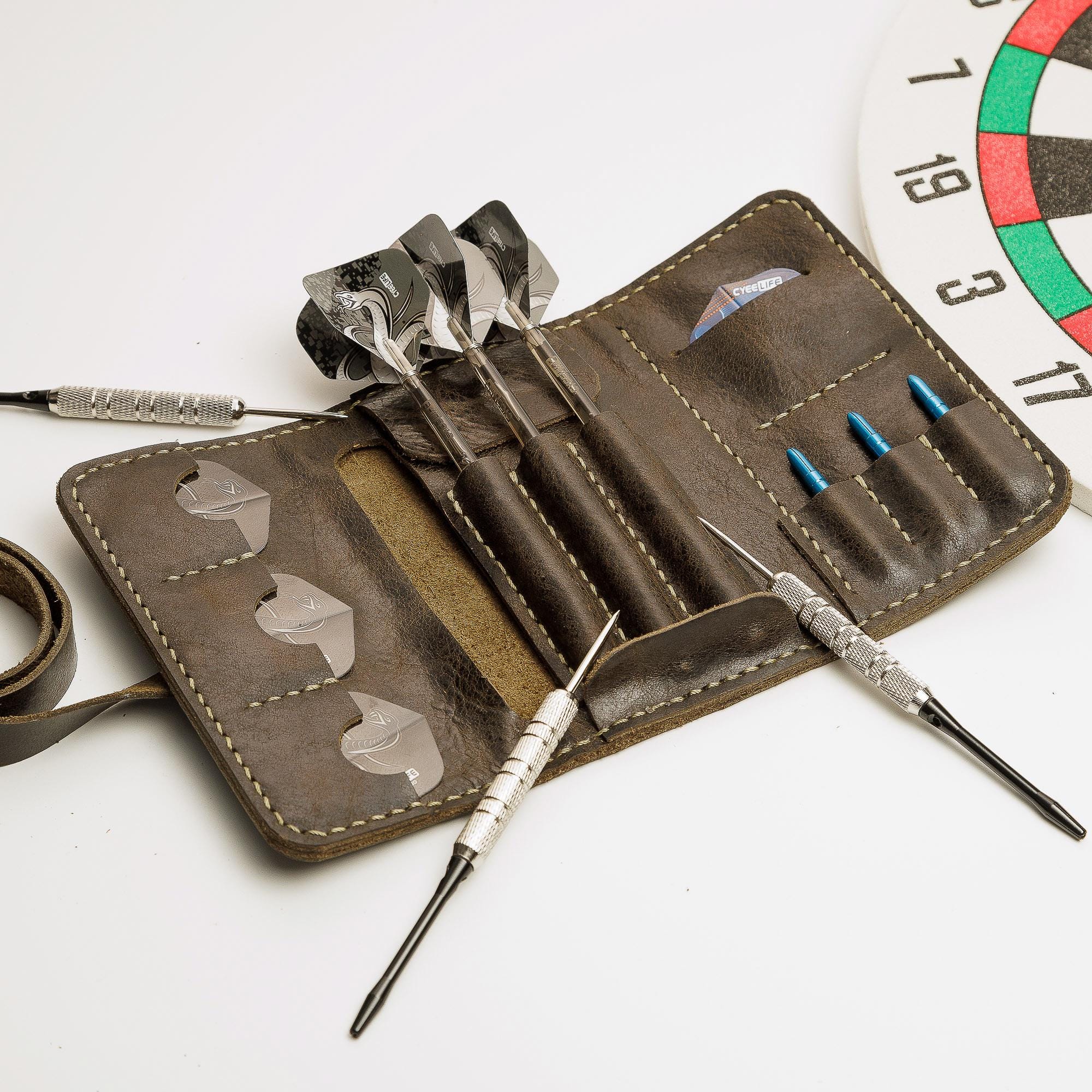 Personalized Darts Case Leather, Darts Accessories, Pocket Darts Case ...