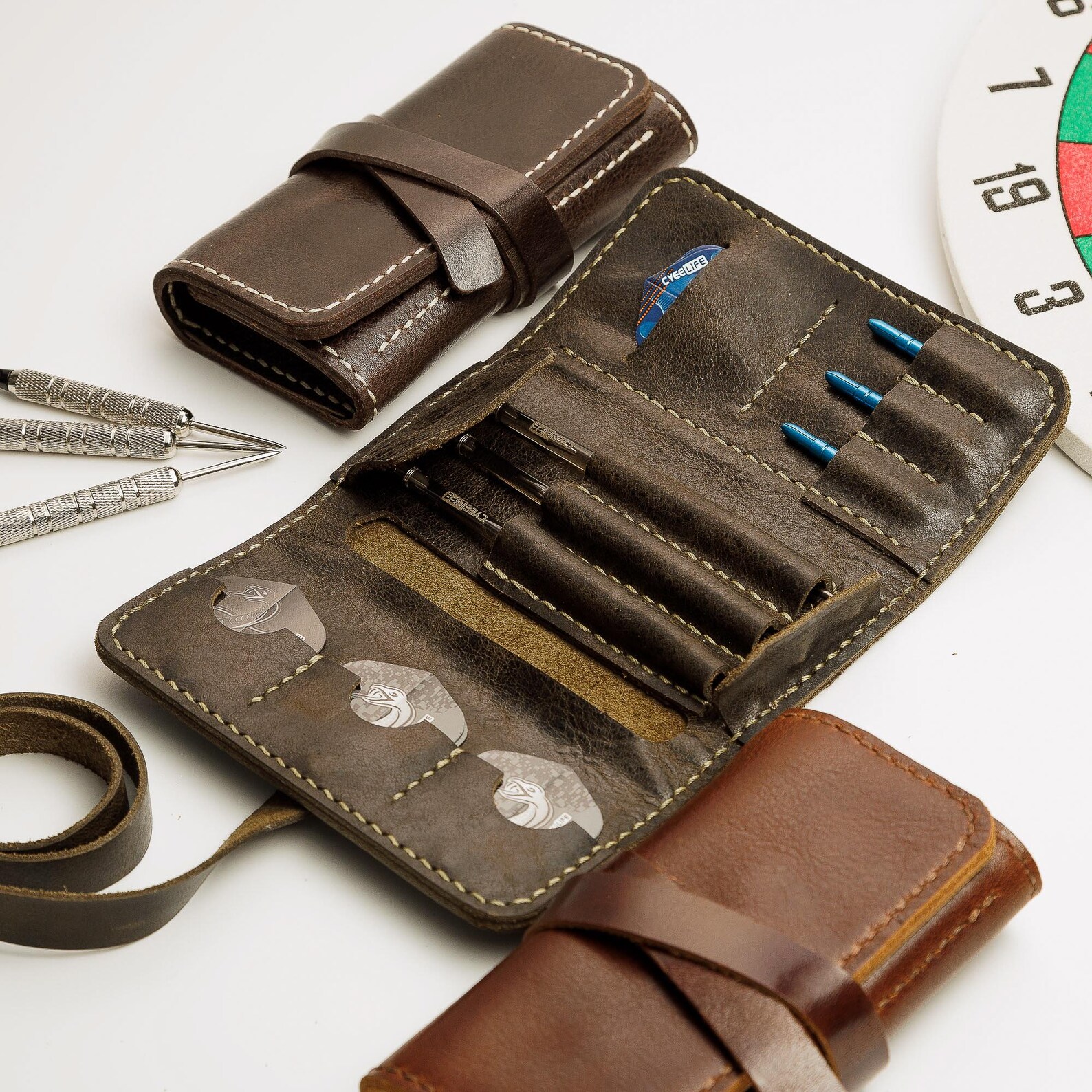 Personalized Darts Case Leather, Darts Accessories, Pocket Darts Case ...