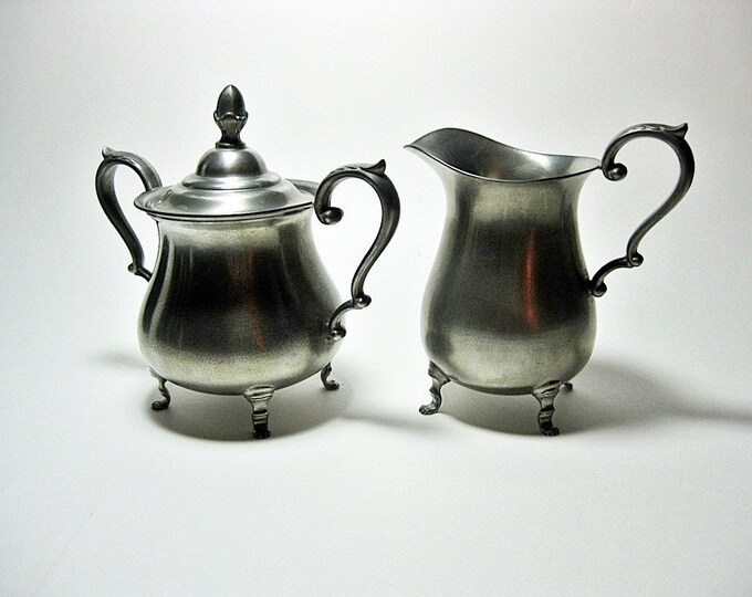 Vintage Pewter Creamer Sugar Bowl With Lid Preisner - Etsy