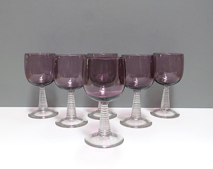Crystal Stemware Goblet Water Ringmont Amethyst Pattern Bryce Brothers ...