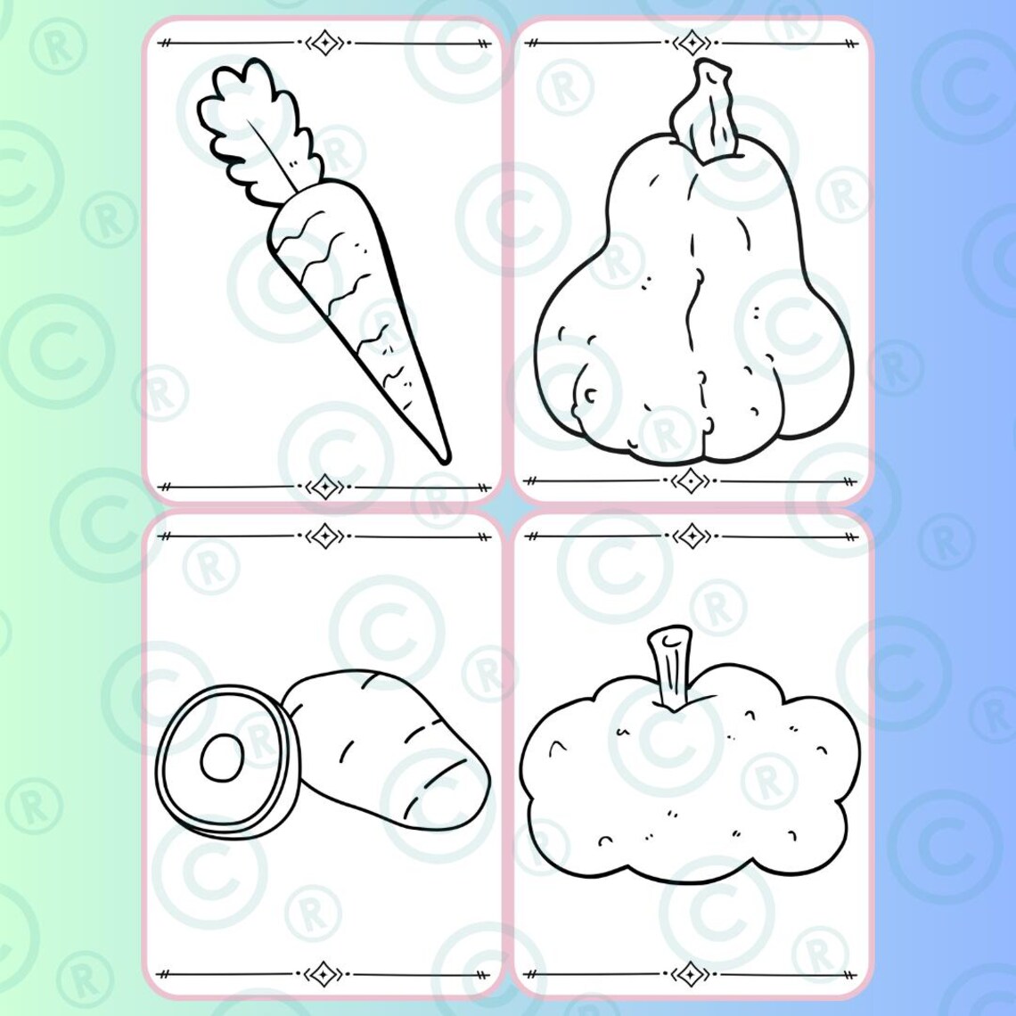 Coloring Book Vegetables 21 Pages PDF, Kids Coloring Pages, Simple ...