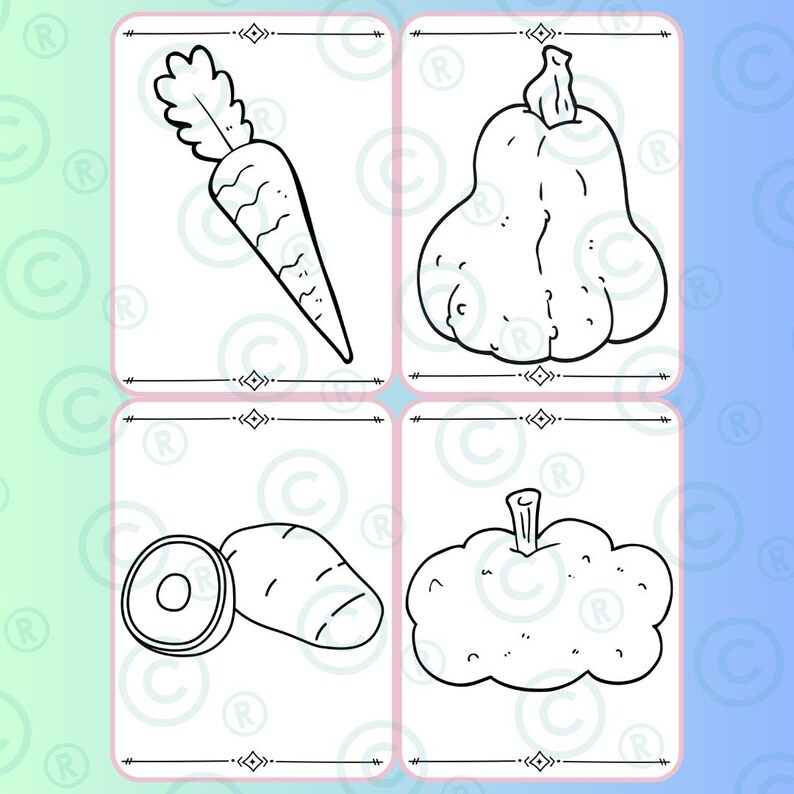 Coloring Book Vegetables 21 Pages PDF, Kids Coloring Pages, Simple ...