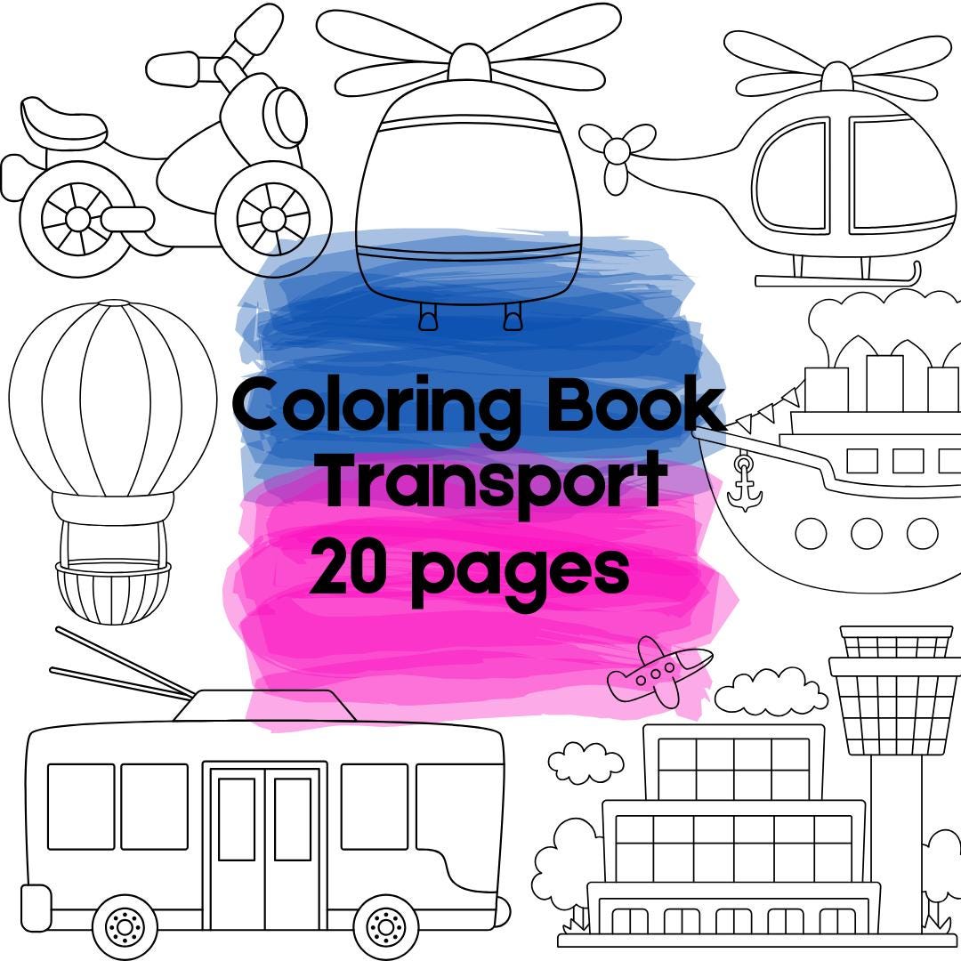 Coloring Book Transport 20 Pages PDF A4 Format, Kids Coloring Pages ...
