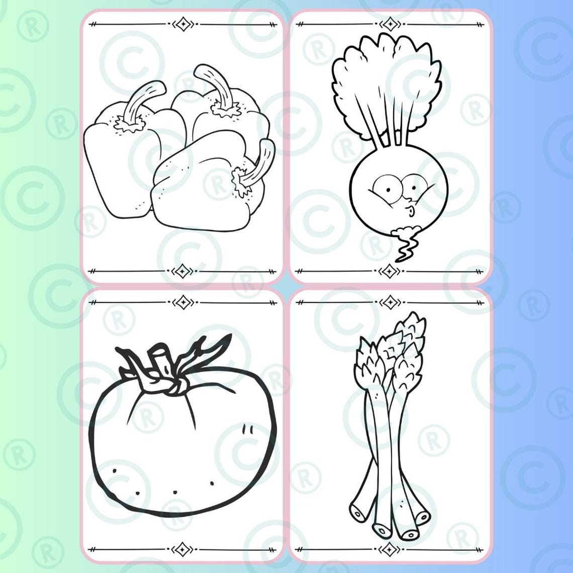 Coloring Book Vegetables 21 Pages PDF, Kids Coloring Pages, Simple ...