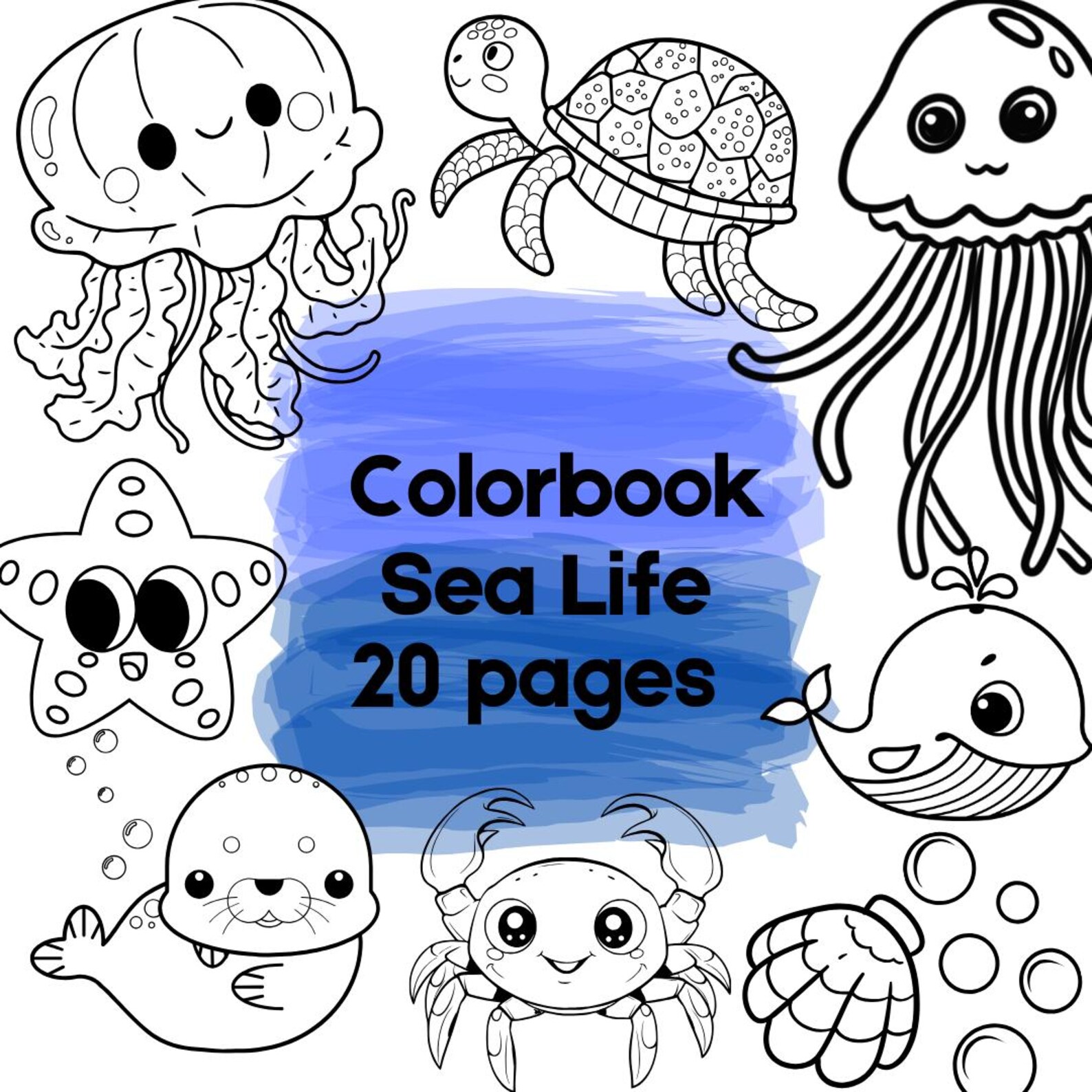 Coloring Book Sea Life 20 Pages PDF A4 Format, Kids Coloring Pages ...
