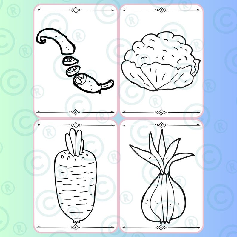 Coloring Book Vegetables 21 Pages PDF, Kids Coloring Pages, Simple ...