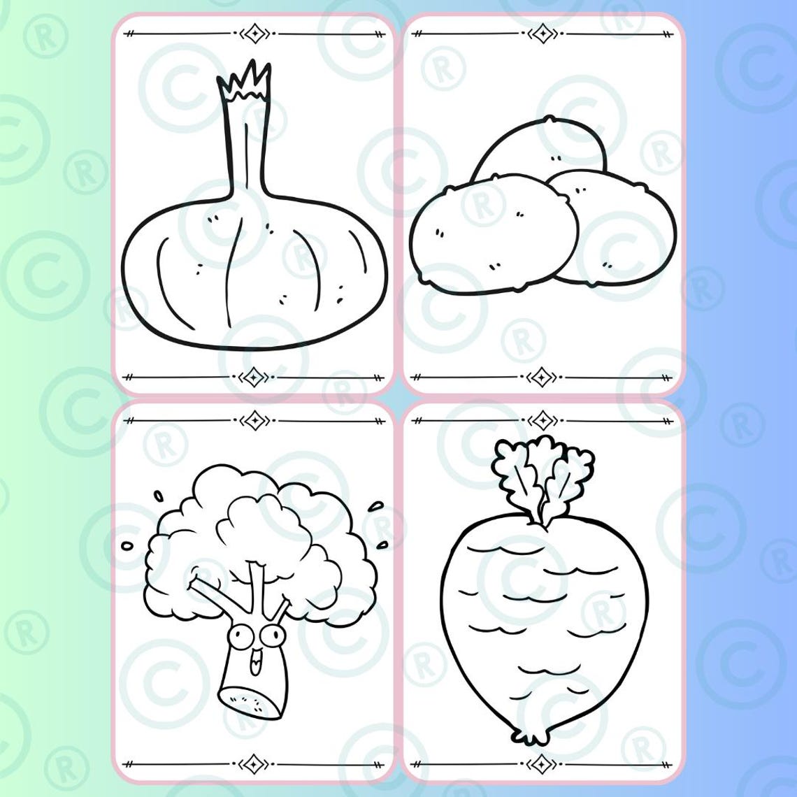 Coloring Book Vegetables 21 Pages PDF, Kids Coloring Pages, Simple ...