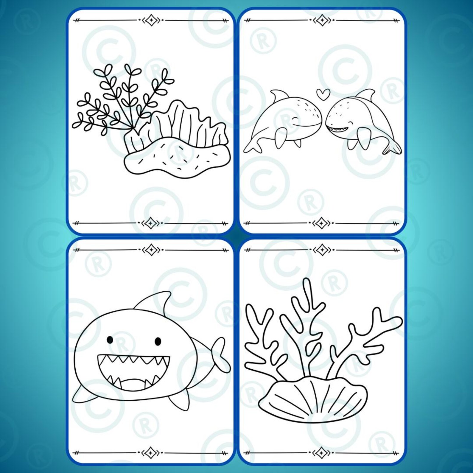 Coloring Book Cute Shark 20 Pages PDF A4 Format, Kids Coloring Pages ...