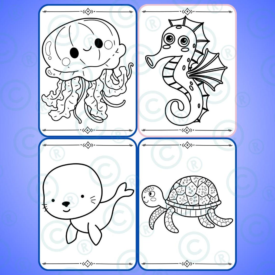 Coloring Book Sea Life 20 Pages PDF A4 Format, Kids Coloring Pages ...