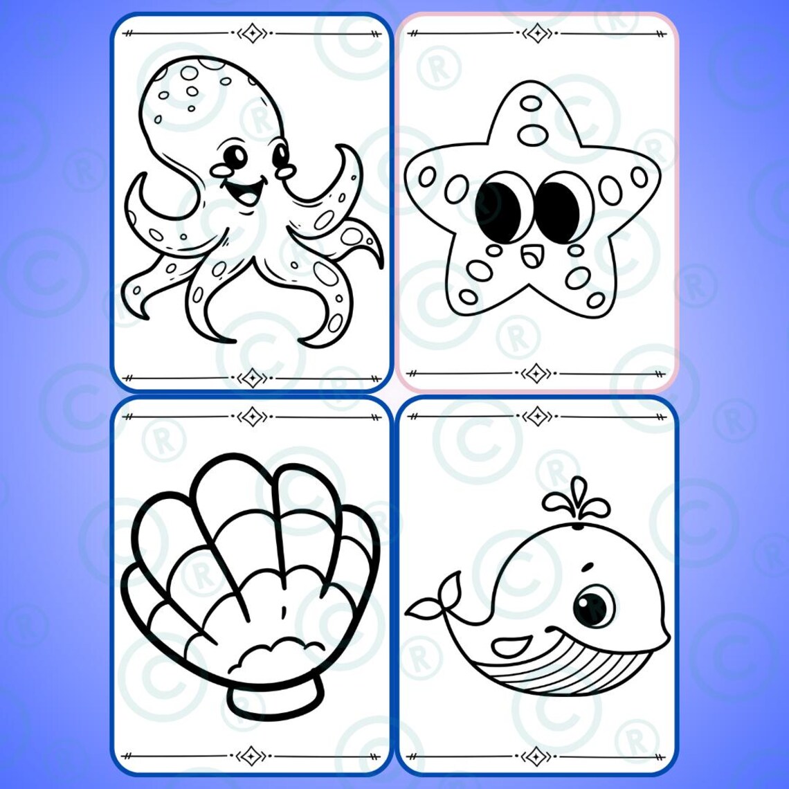 Coloring Book Sea Life 20 Pages PDF A4 Format, Kids Coloring Pages ...
