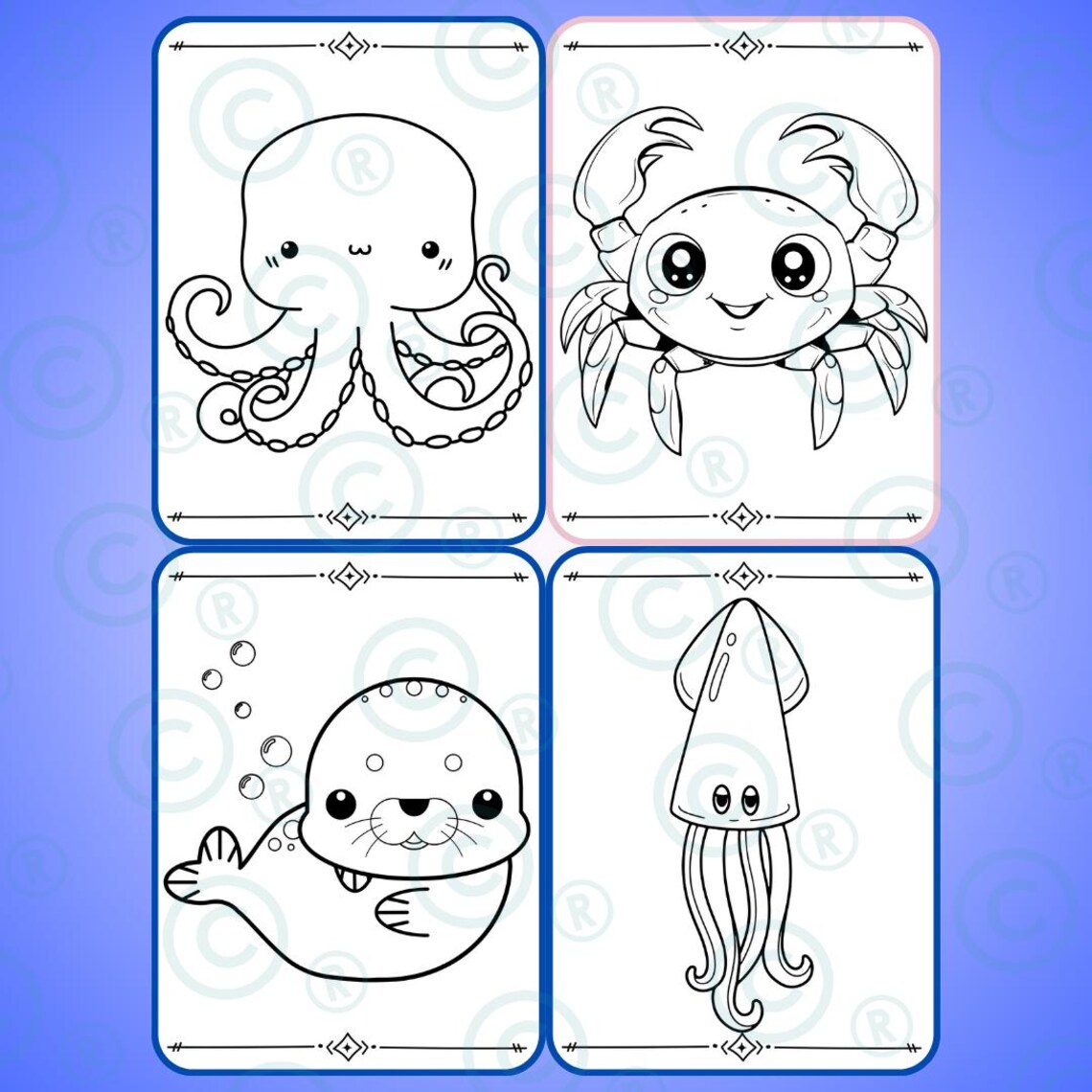 Coloring Book Sea Life 20 Pages PDF A4 Format, Kids Coloring Pages ...