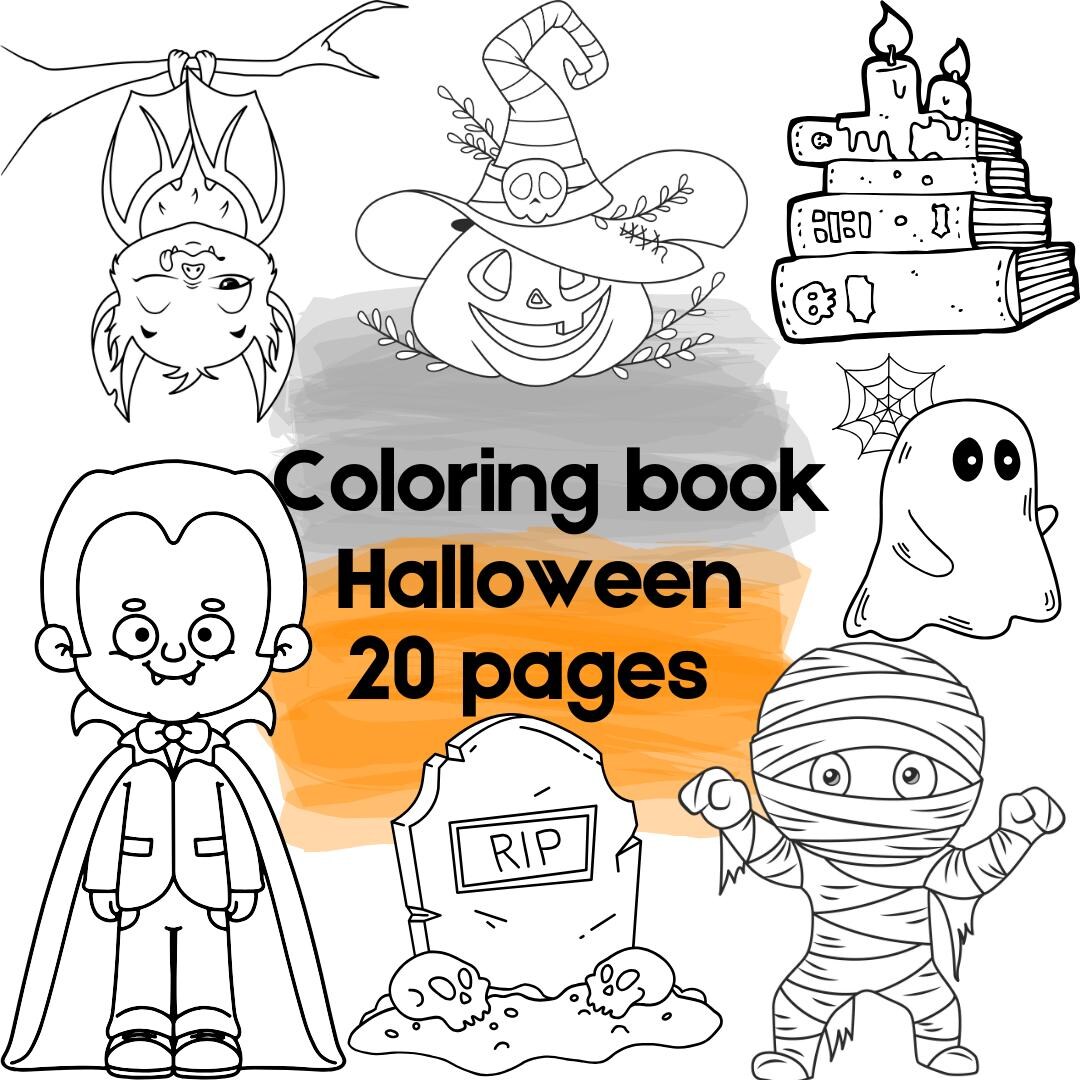 Coloring Book Halloween 20 Pages PDF A4 Format, Kids Coloring Pages ...