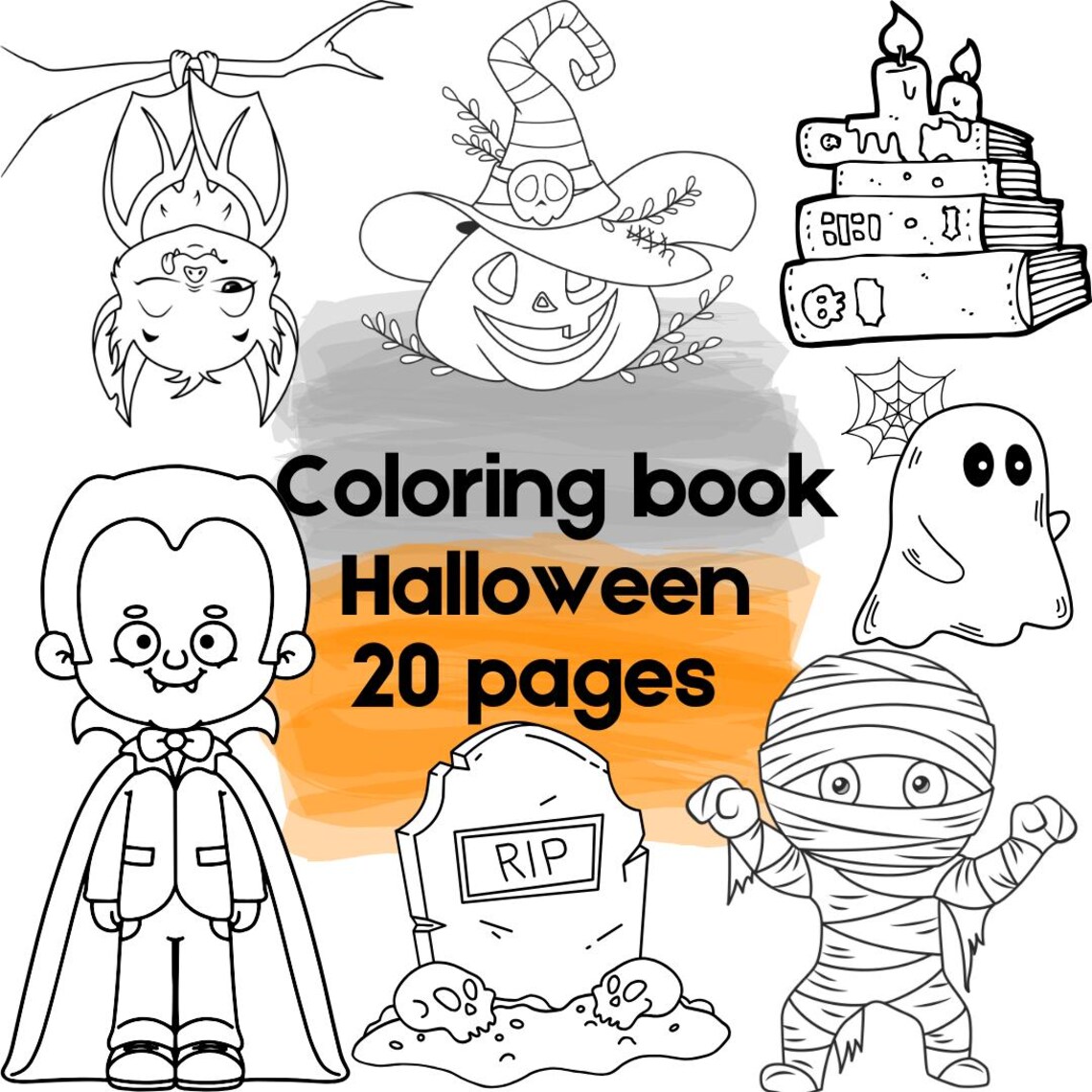 Coloring Book Halloween 20 Pages PDF A4 Format, Kids Coloring Pages ...