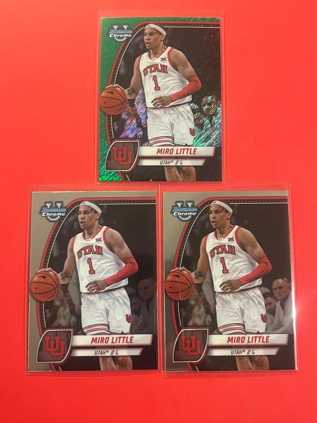 MIRO LITTLE - 3 Card Lot - 2025 Bowman Chrome U #79 - Green Shimmer & 2 ...