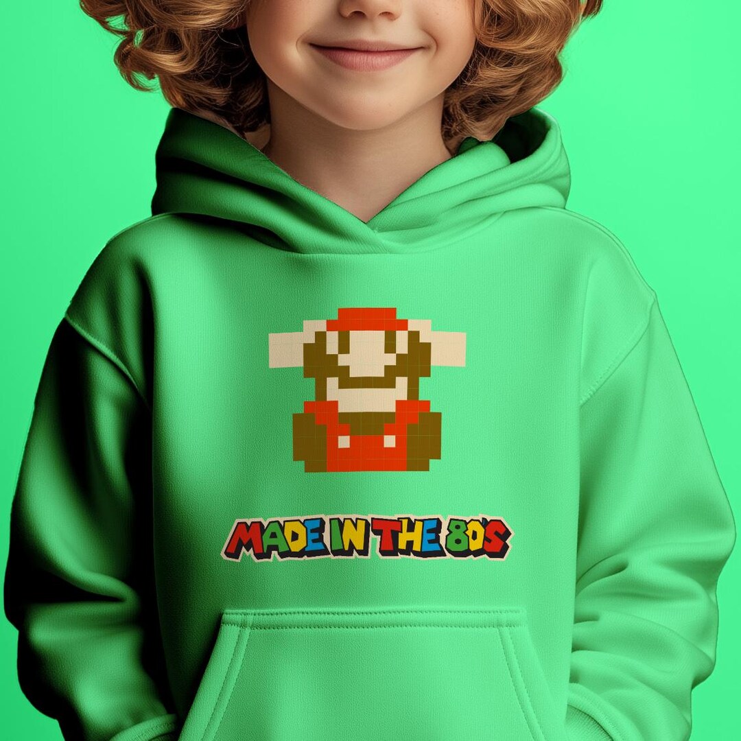 Made in the 80s Mario Kids Hoodie, Sweatshirt, Fun Sayings, Super Mario ...