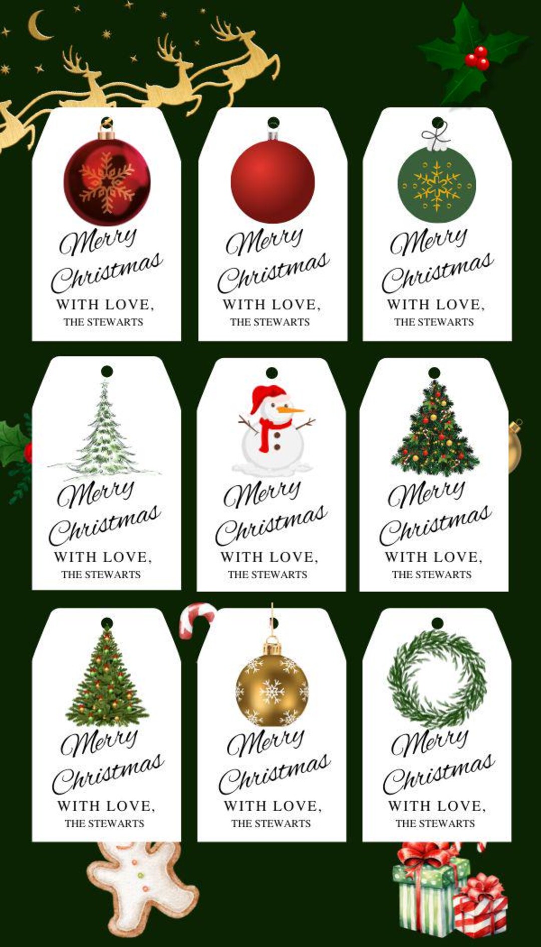 50+ Christmas Holiday Gift Tags Downloadable Printable Custom, Editable ...