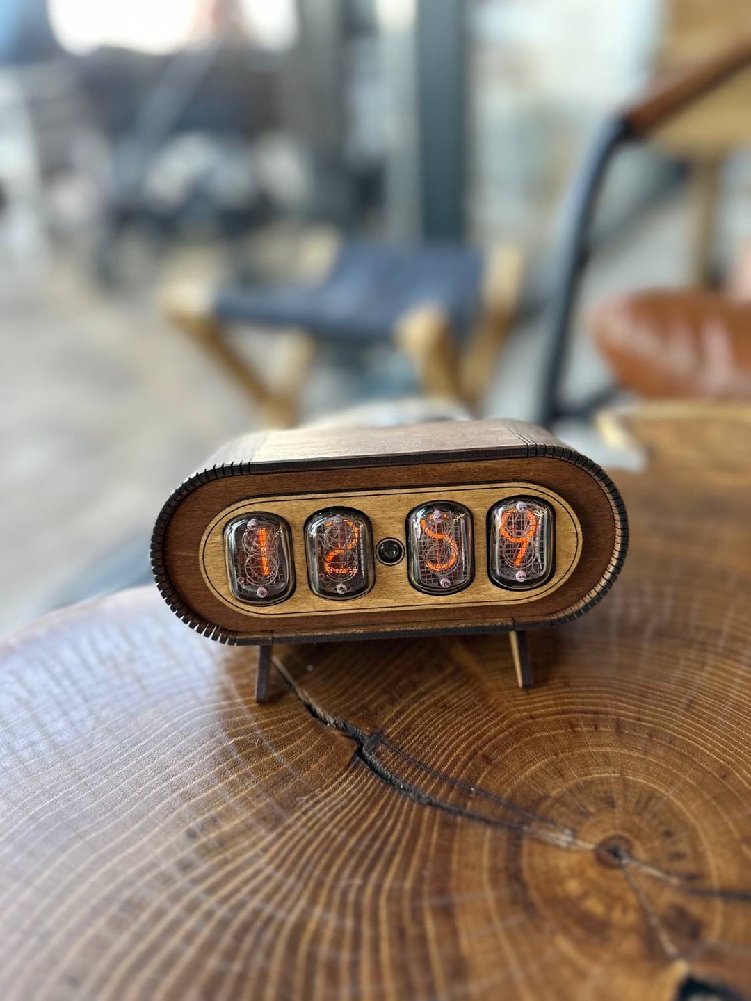 Nixie Tube Clock 4X IN-12, Small Clock for Desk, Walnut Wooden Case ...