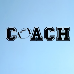 Wall Vinyl Decal American Football Coach Word Logo Game Ball Sport ...