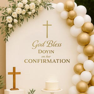 Confirmation Vinyl Backdrop Personalized Decal God Bless Custom Name ...