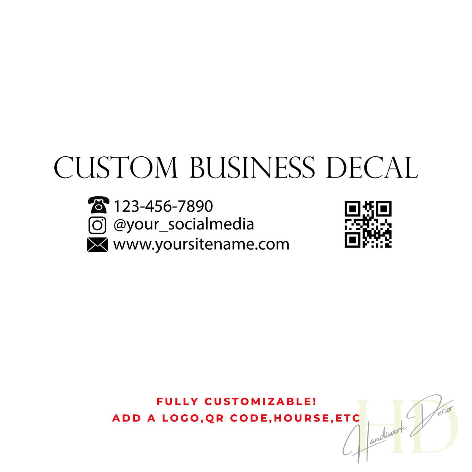 Personalized Business Name Vinyl Decal for Car - Custom Company Logo ...