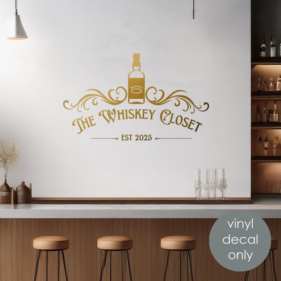Home Bar Personalized Wall Decal - Custom Whiskey Closet Vinyl Sticker ...