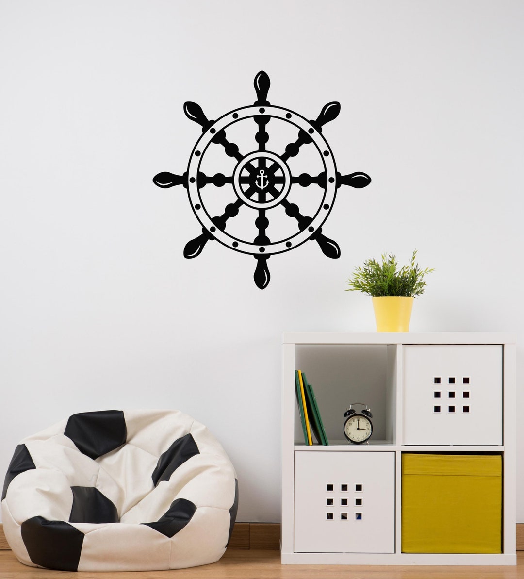 Ship Steering Wheel Vinyl Wall Decal, Nautical Decor Sticker for Home ...