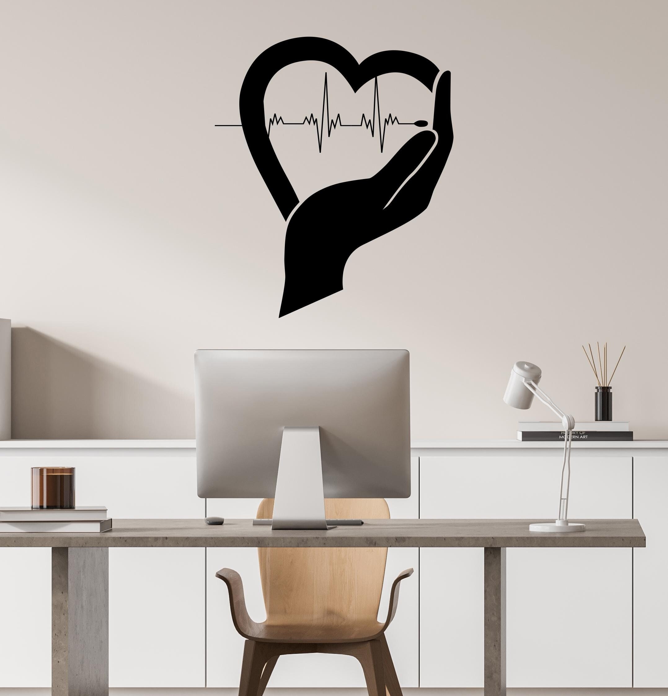Wall Vinyl Decal Heart in Hand Pulse Heartbeat Hospital Ambulance ...