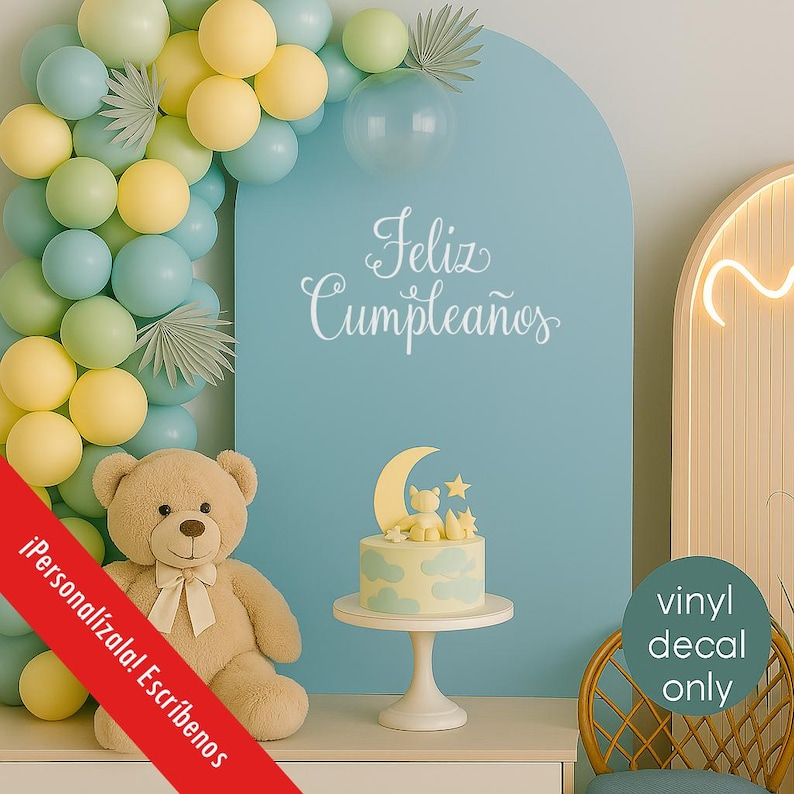Feliz Cumpleanos Birthday Decal Vinyl Lettering Gold Sticker Spanish ...