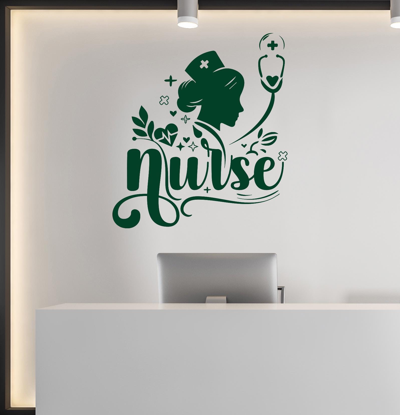 Wall Vinyl Decal Stethoscope School of Nursing Medicine Health Hospital ...