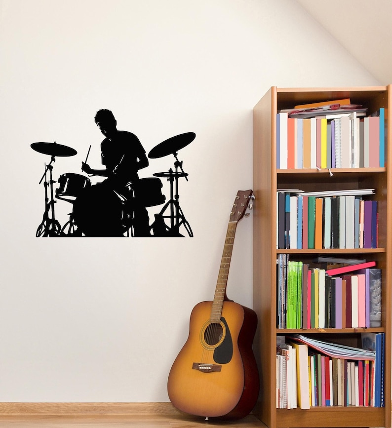 Drummer Silhouette Wall Decal – Vinyl Wall Art for Music Room, Studio ...