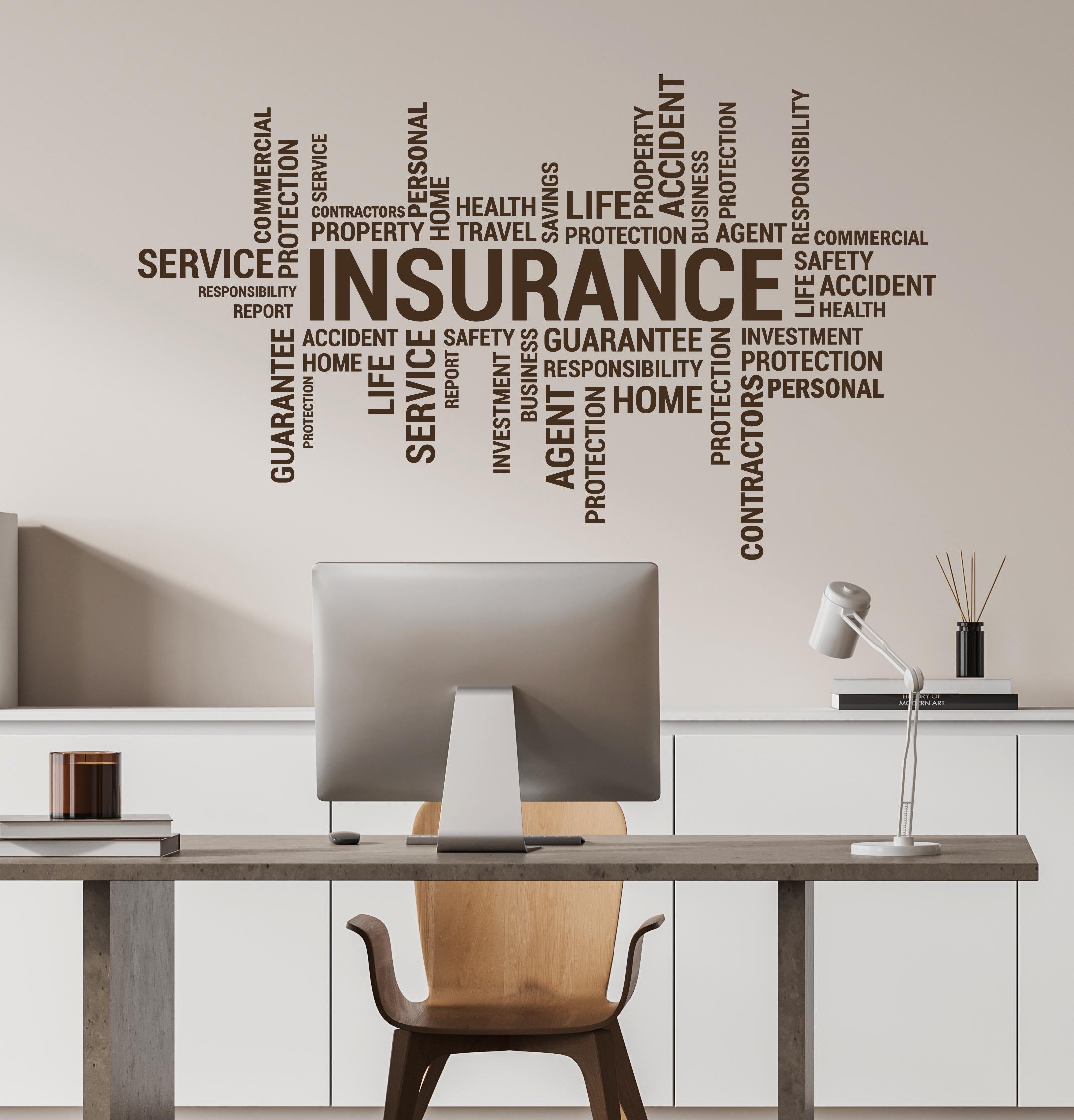 Insurance Words Cloud Vinyl Wall Decal Motivational Office Sticker ...