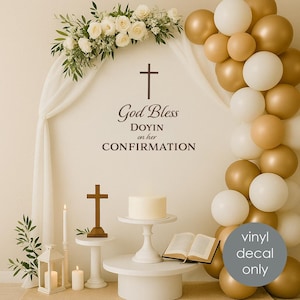 Confirmation Vinyl Backdrop Personalized Decal God Bless Custom Name ...