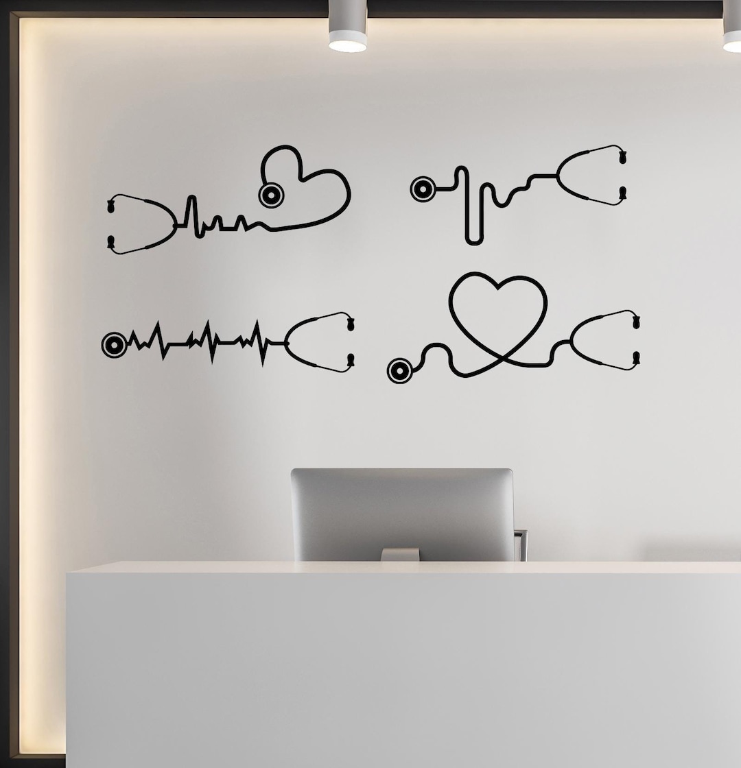 Wall Vinyl Decal Medical Device Stethoscope Medicine Hospital Heart ...