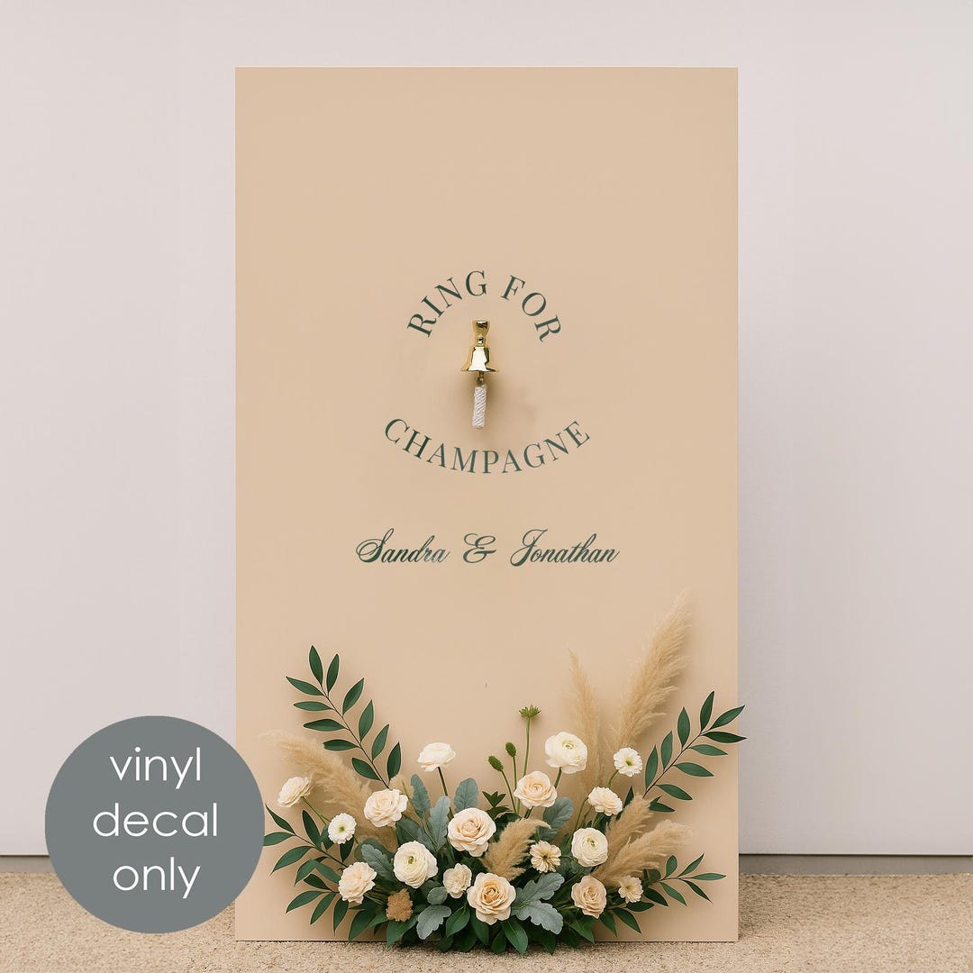 Ring for Champagne Vinyl Decal | Custom Wedding Bell Bar Sign ...