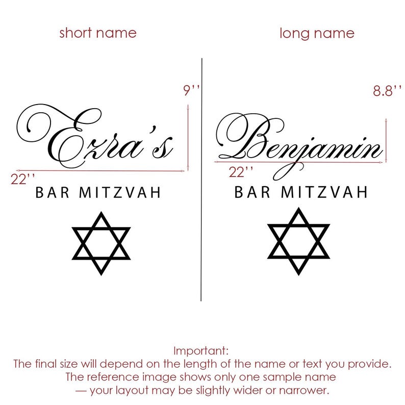 Personalized Bar Mitzvah Vinyl Decal: Star of David Backdrop Sticker - Etsy