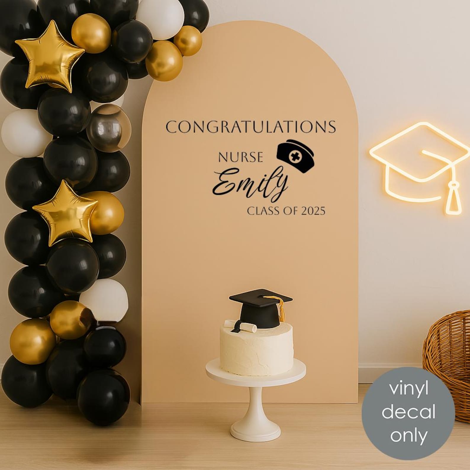Nurse Graduation Vinyl Decal, Custom RN Graduation Backdrop Sign ...
