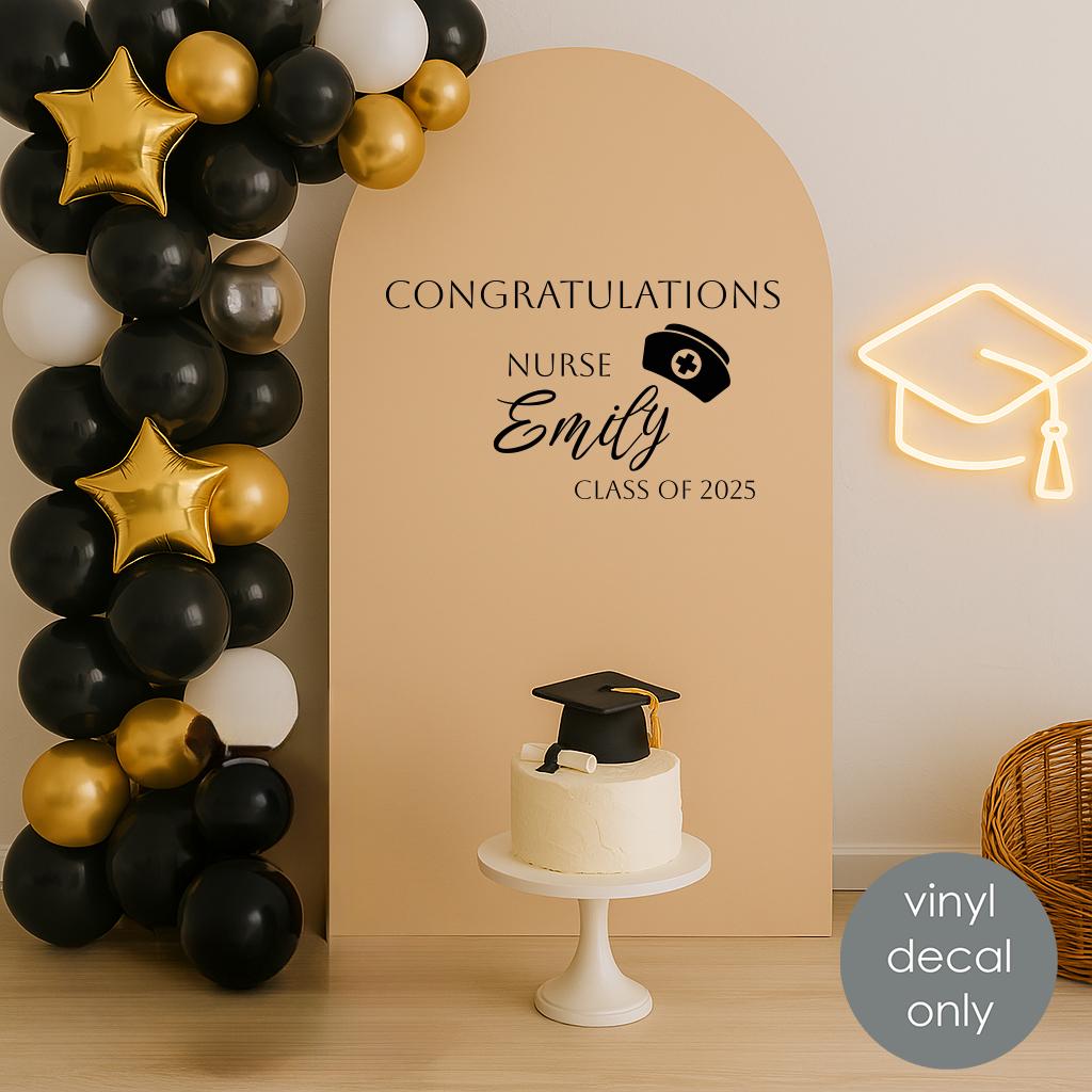 Nurse Graduation Vinyl Decal, Custom RN Graduation Backdrop Sign ...