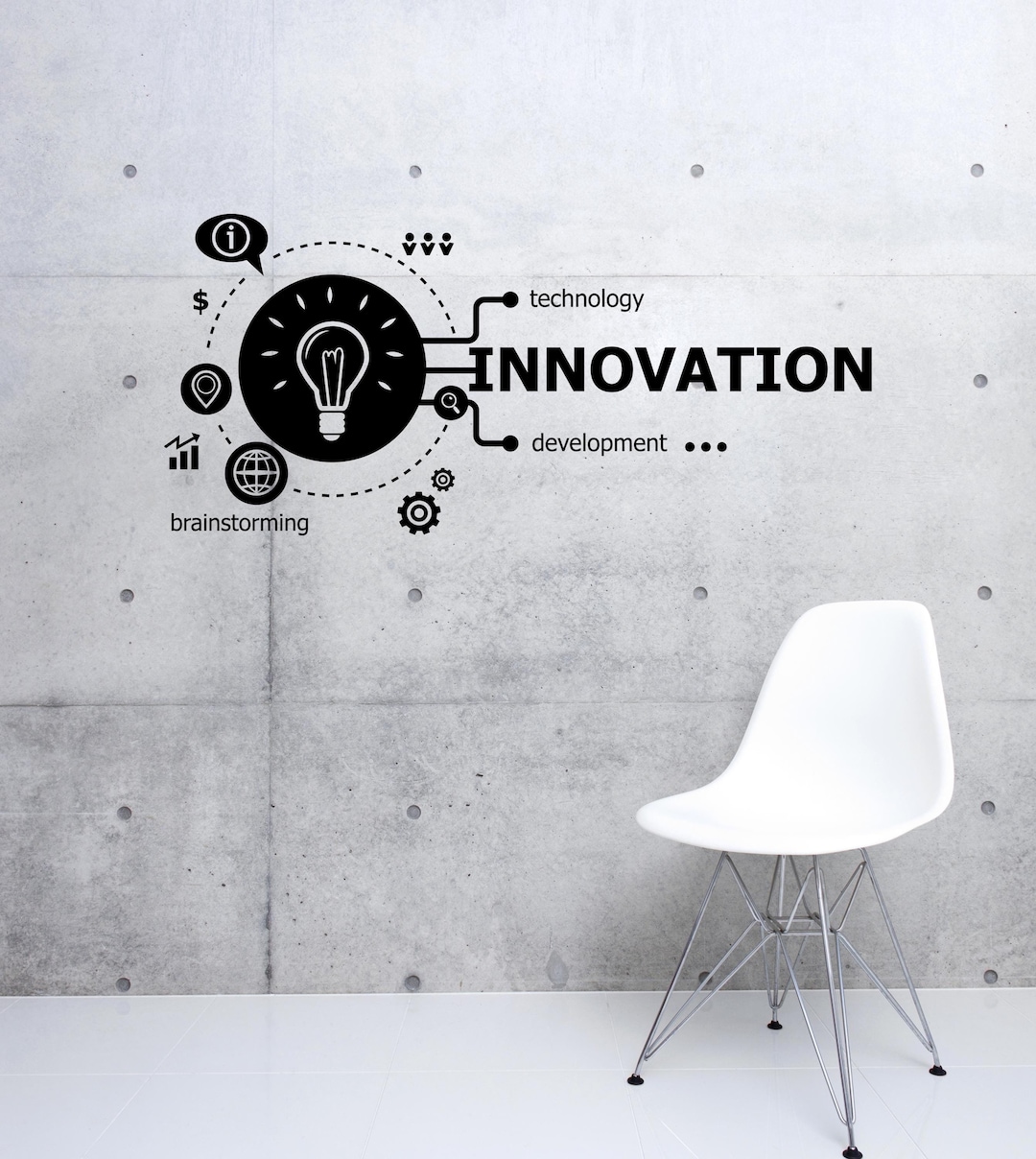 Wall Vinyl Decal Creative Idea Light Bulb Logo Office Business Center ...