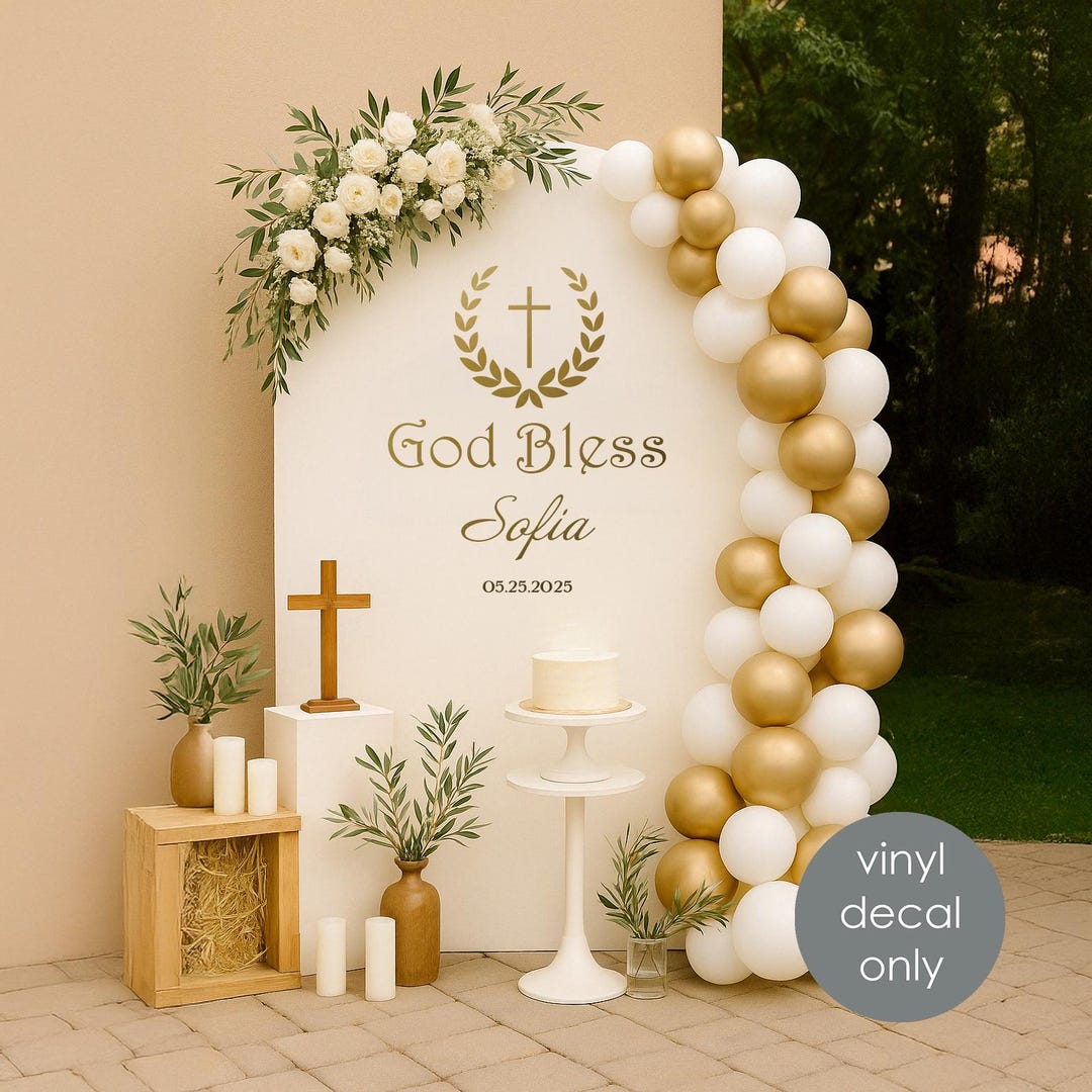 Baptism Decoration God Bless Vinyl Decal Custom Name Date First ...